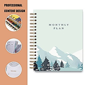 2022-2023 Monthly Planner - DRYEUUR Weekly & Daily Yearly Planner with 12 Tabs, 6.3"×8.4", Succinct Monthly Planner Yearly Agenda, Flexible Hardcover Notebook(Snow Mountain)