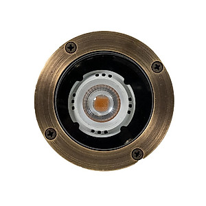 VOLT 12V 3-in-1 Waterproof IP68 Mini in-Grade Light with Brass Top (Bronze) for Low Voltage Landscape Lighting of Pathway, Garden, Column, Fountain or Pond