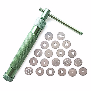 HEVERP Stainless Steel Clay Extruder Sugar Paste Extruder Cake Fondant Decorating Tool Set