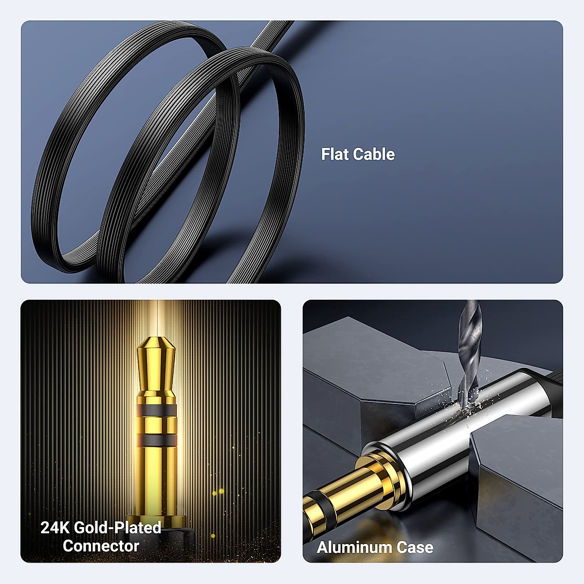 UGREEN 3.5mm Audio Cable Stereo Aux Cord 90 Degree Right Angle, Compatible with Beats iPhone iPod iPad Tablets Speakers 24K Gold Plated Male to Male Black 3FT