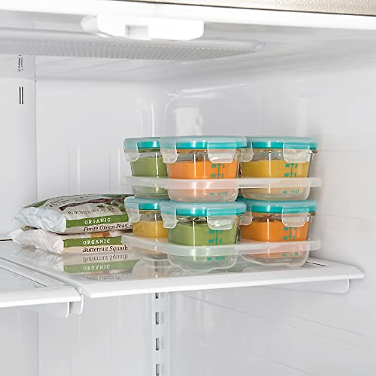 OXO Tot Glass Baby Blocks Food Storage Containers, Teal, 4 oz