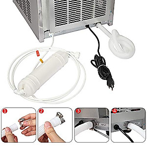 Bonnlo 110LBS/24H Freestanding Commercial Ice Maker Machine, 24lbs Storage Bin, Ice Machine for Restaurant Bar Cafe Home Office, Includes Scoop & Connection Hose