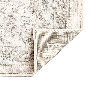 Rugs.com Charlotte Collection Rug – 4 Ft Square Ivory Low-Pile Rug Perfect for Living Rooms, Kitchens, Entryways