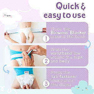 BABY BLOWOUT BLOCKER Diaper Extender - Blue, Size 1: 13-18 Inches Waist| Washable & Reusable Diaper Extension for Disposable Diapers and Cloth Diapers | Leakproof Diaper Cover to Catch Diaper Blowout