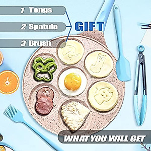 DAYOOH Pancake Pan Nonstick, Egg Waffle Maker Breakfast Silver Dollar Pancake Waffle Pan for Pancakes Nonstick Pancake Maker Griddle, Crepe Maker 7 Animal Pancakes Molds for Kids Omelette Skillet Pan