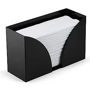 SimplyImagine Countertop Paper Towel Holder Dispenser - Black Acrylic Storage Holder for Kitchen or Bathroom Use for Multifold, C Fold, Trifold, Z Fold Hand Towel Napkins - Commercial or Home Use