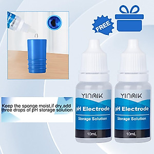 YINMIK pH Probe for YK-5, Replaceable pH Electrode with 12.88mS/cm Calibration Solution for Pool, with Gift KCL pH Storage Solution Kit