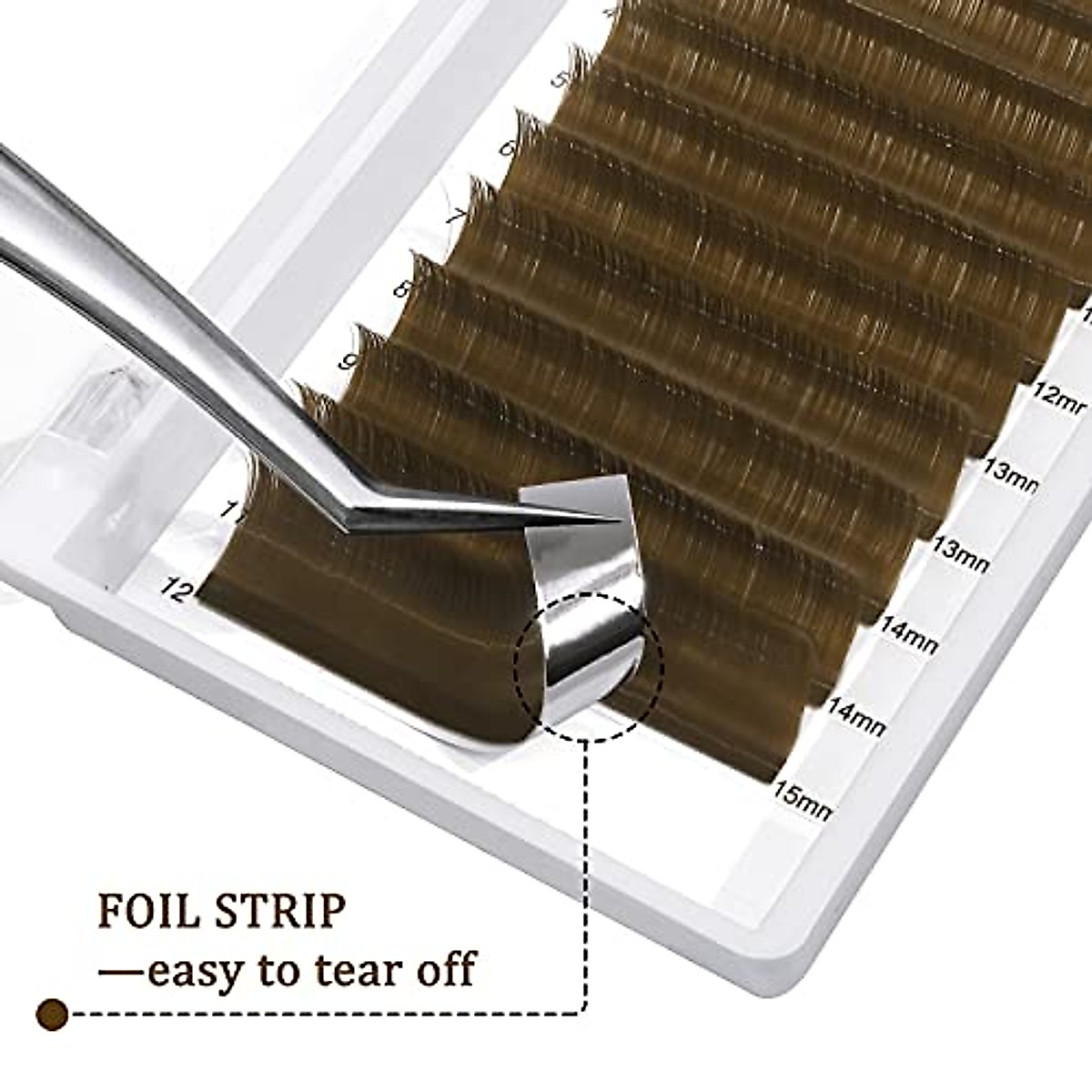 Easy Fan Volume Lashes .07 D Curl Brown Volume Lash Extensions 9-16mm Mixed Lash Tray Color Lashes Extension Self Fanning 2D-10D Volume Eyelash Extensions by QUEWEL (Brown 0.07 D 9-16mm)