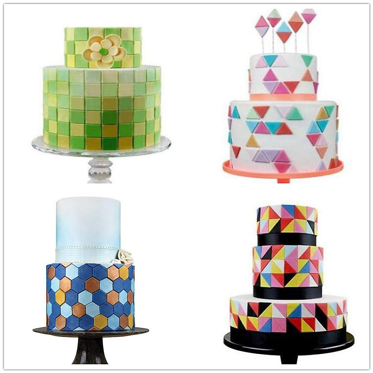 LaVenty 9 PCS Texture Mat Fondant Impression Mat Cake Border Decorating Tool Cake Mold Cookie Cutter Cake Fondant Cutter