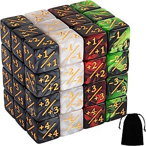 48 Pieces Magic The Gathering Token Dice Counters Marble Cube D6 Dice Loyalty Dice for CCG Creature Stats Card Gaming MTG Accessories, 4 Styles