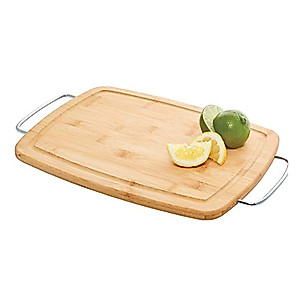 Farberware Cutting Board with Metal Handles, 11x14-inch, Bamboo