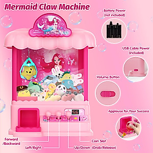 UNIH Claw Machine for Kids, Mini Vending Machines Candy Prize Dispenser Toy, Arcade Game Machine with Lights & Adjustable Sound, Christmas Birthday Gift Toys for Girls Kids Age 3 4 5 6 7 8 Years Old
