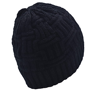 C.C Lightweight Roll-up Edge Winter Fisherman Beanie Men Women Unisex Stylish Plain Skull Hat Watch Cap (Black)