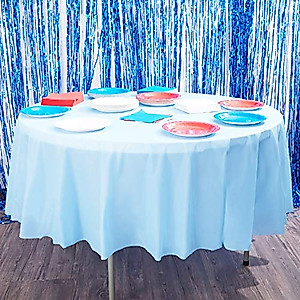Round Plastic Party Tablecloth for up to 72-Inch Table (Blue, 84-Inch, 12-Pack)