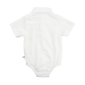 RUGGEDBUTTS® Baby/Toddler Boys White Dobby Short Sleeve Button Up Bodysuit - 18-24m