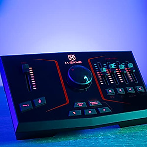 M-Game Solo USB Audio Interface Mixer for Streaming and Gaming with XLR Microphone in, Optical in, Voice FX, Sampler, Lights and Software