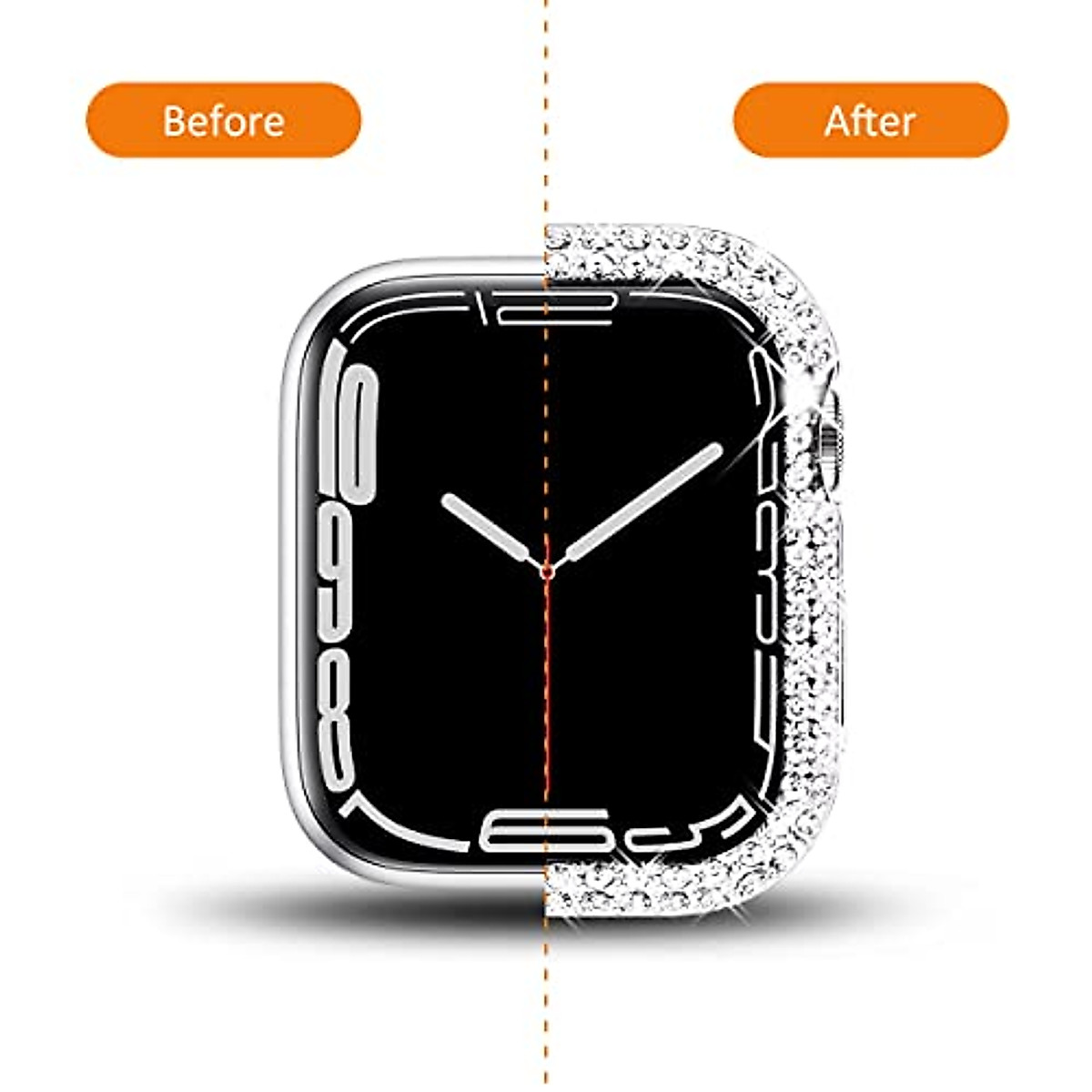 Surace 45mm Case Compatible with Apple Watch 9 8 7 Case, Bling Cover Diamond Bumper Protective Case for Apple Watch Series 9 Series 8 Series 7 45mm, 5 Packs, Rose Gold/Pink/Black/Silver/Clear