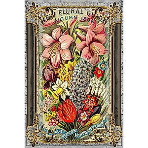 Graman Floral Vintage Seed Packet Metal Sign Flower Painting Vintage Tin Sign Country Home Decor for Home, Living Room, Kitchen,Bathroom Decoration 8X12Inch