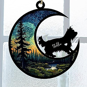 Nazenti Rainbow Bridge Pet Memorial Gifts, Rainbow Bridge Pet Memorial Gifts Suncatcher, Personalized with Name Date Dog Breeds Suncatcher, Pet Memorial Ornament Dog, Best Large Dog Gifts