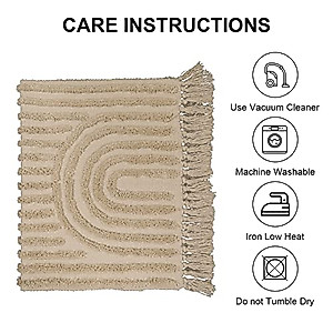 LEEVAN Boho Runner Rug 2'x6' Washable Rug Runners for Hallway Khaki, Durable Kitchen Rugs Tufted Cotton Bedroom Floor Carpet with Tassels Handmade Farmhouse Accent Rug Bohemian Living Room Rugs