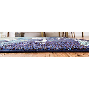Unique Loom Estrella Collection Distressed, Landscape, Abstract, Modern, Earth Tones Area Rug (5' 0 x 8' 0 Rectangular, Navy Blue/Green)