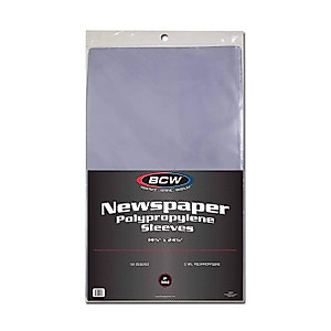 BCW Newspaper Protector Sleeves | Acid-Free Archival Quality Newspaper Preservation Sleeves | 14x24 Inch Newspaper Sleeves | Holds Other Prints | Protect, Store & Preserve Your Newspapers