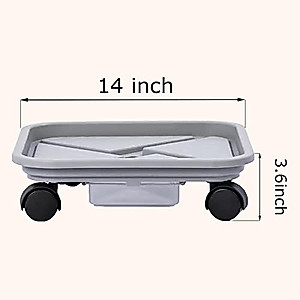 Square Plant Caddy with Wheels 14inch,Plant Stand with Wheels,Thick Plastic Plant Saucer with Drip Tray,Load Capacity 80 Lbs,Plant Trays for pots for Indoors Outdoors,2 Packs