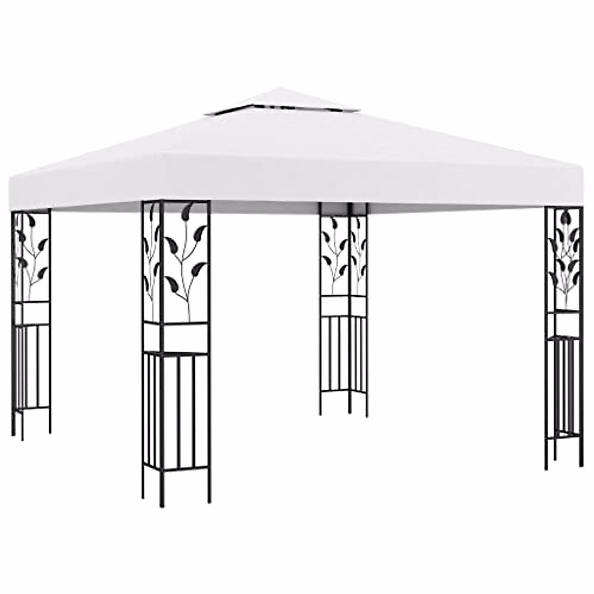 Gazebo,Outdoor Gazebo, Hardtop Gazebo,Backyard Gazebo,Patio Gazebo,Party Tent,Frame with Ornate Floral Details,for Patio,Backyard,Garden,Lawns,Outdoor,9.8'x9.8' White 0.6 oz/ft²