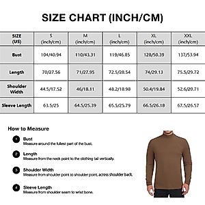 ZAFUL Mens Long Sleeve Turtleneck Undershirt Casual Knit Pullover Thermal Sweater Shirts Ribbed Tee for Fall Winter Brown L