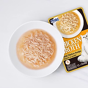 INABA Chicken Broth Side Dish for Cats with Vitamin E, Eight 1.76 Ounce Pouches, Chicken Recipe