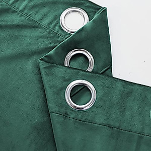 PLEASANT BOULEVARD | Velvet [2 Panels] Elegant Living Room Bedroom Window Drape Curtain, Grommet Eyelet Style (52 x 84in, Dark Green)