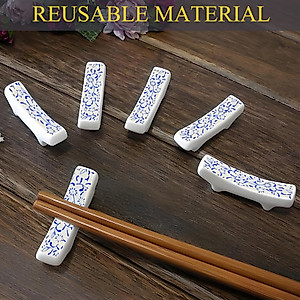 Ceramic Chopsticks Holder Porcelain Chopstick Rest Fork Stand Holder Set of 5 Blue and White