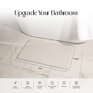 Stone Bath Mat, Diatomaceous Earth Bath Mat Stone - Non-Slip Stone Bath Mats for Bathroom, Fast-Drying Stone Bath Mat, Diatomaceous Earth Bath Stone Mat, Stone Shower Mat (Pebble White)