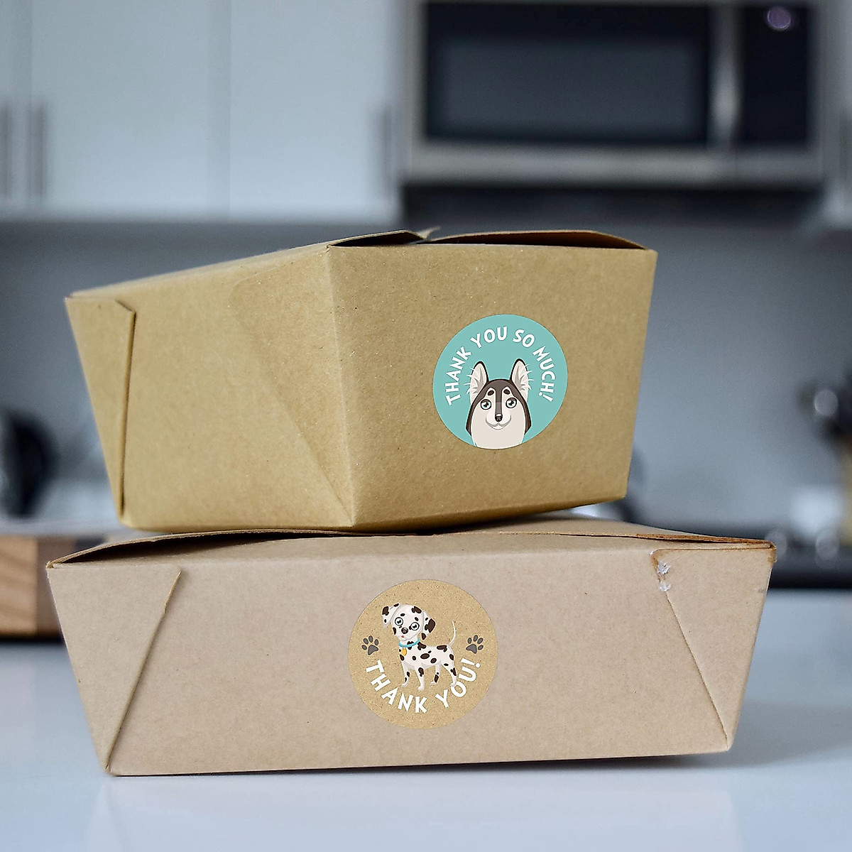 Gooji Dogs Thank You Stickers – 500Pcs Roll Dogs Thank You Stamp – 1.5 Inch Thank You Stickers for Packaging – 4 Designs – Ideal for Birthdays, Party, Small Business, Boutiques