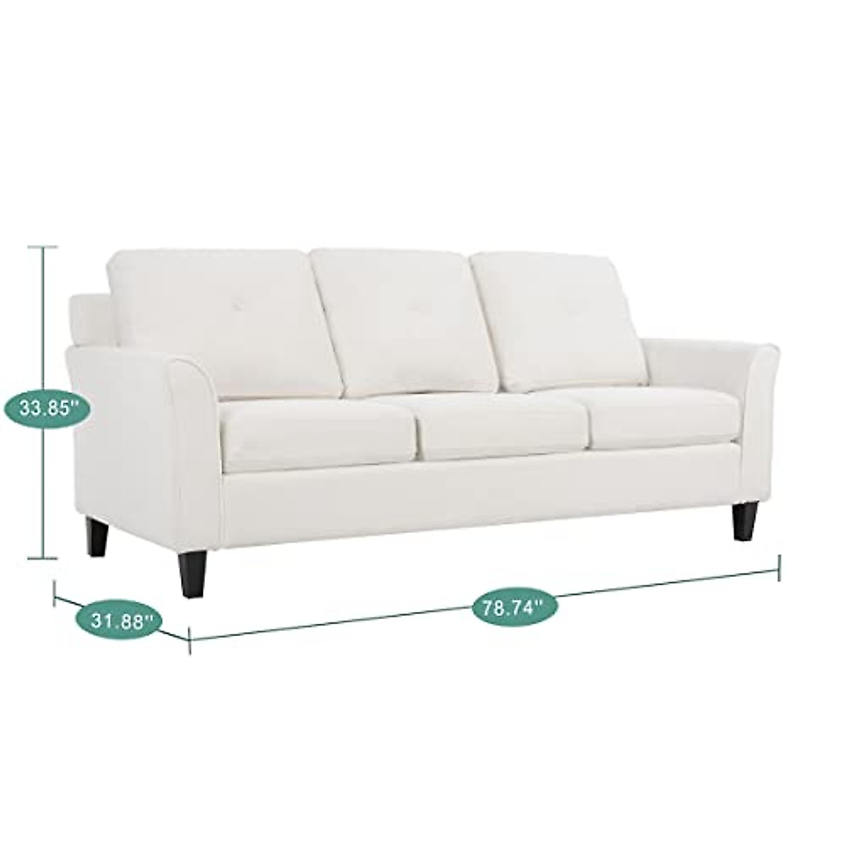 Raelynn Button Tufted Sofa Affordable Cream Modern Sofa for Budget-Conscious Buyers Microfiber Couch for Small Spaces Durable Sturdy Living Room Furniture Tool-Free Assembly and Easy Maintenance