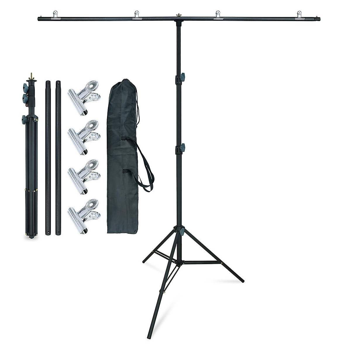LINCO Lincostore Zenith Portable T-Shape Background Backdrop Stand Kit 5x6.7ft - 5ft Wide (Fixed) and 6.7ft High (Adjustable)- Lightweight Only 4 Lbs Easy to Carry and Storage Black