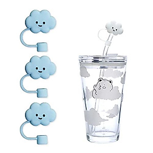 Straw Covers Cap,Cloud Shape Straw Covers Cap,Cute Silicone Cloud Straw Covers,Straw Covers Cap for Reusable,Straw Protectors (Blue)