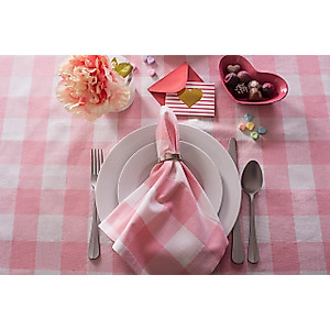 DII Buffalo Check Collection, Classic Farmhouse Tabletop Set, Napkin Set, 20x20, Pink & White, 6 Piece