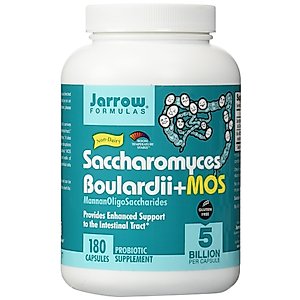Jarrow Formulas Saccharomyces Boulardii Probiotics + MOS 5 Billion CFU Probiotic Yeast for Intestinal Health Support, Gut Health Supplements for Women and Men, 180 Veggie Capsules, 180 Day Supply