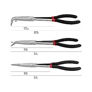 Amazon Basics 3-Piece Long Reach Pliers Set, Black