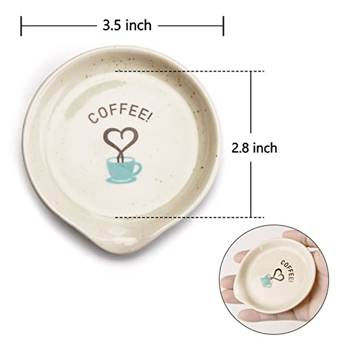 FANGSUN Ceramic Coffee Spoon Holder Rests for Coffee Station Decor, Mini Spoon Holder for Stove Top Countertop, Small Teaspoon Rest, Porcelain Spoon Holder For Coffee Bar Accessories, White, 3.5 Inch