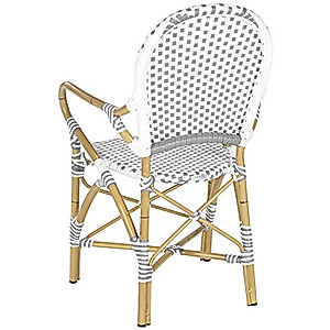 Safavieh Outdoor Collection Hooper Grey/White/Light Brown Stacking Bistro Arm Chair (Set of 2)