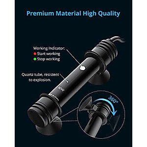 NICREW Aquarium Heater, Temperature Adjustable Fish Tank Heater with Wired Controller, Submersible Thermostat for Saltwater and Freshwater, Suitable for 5-10 Gallon Tanks, 50W