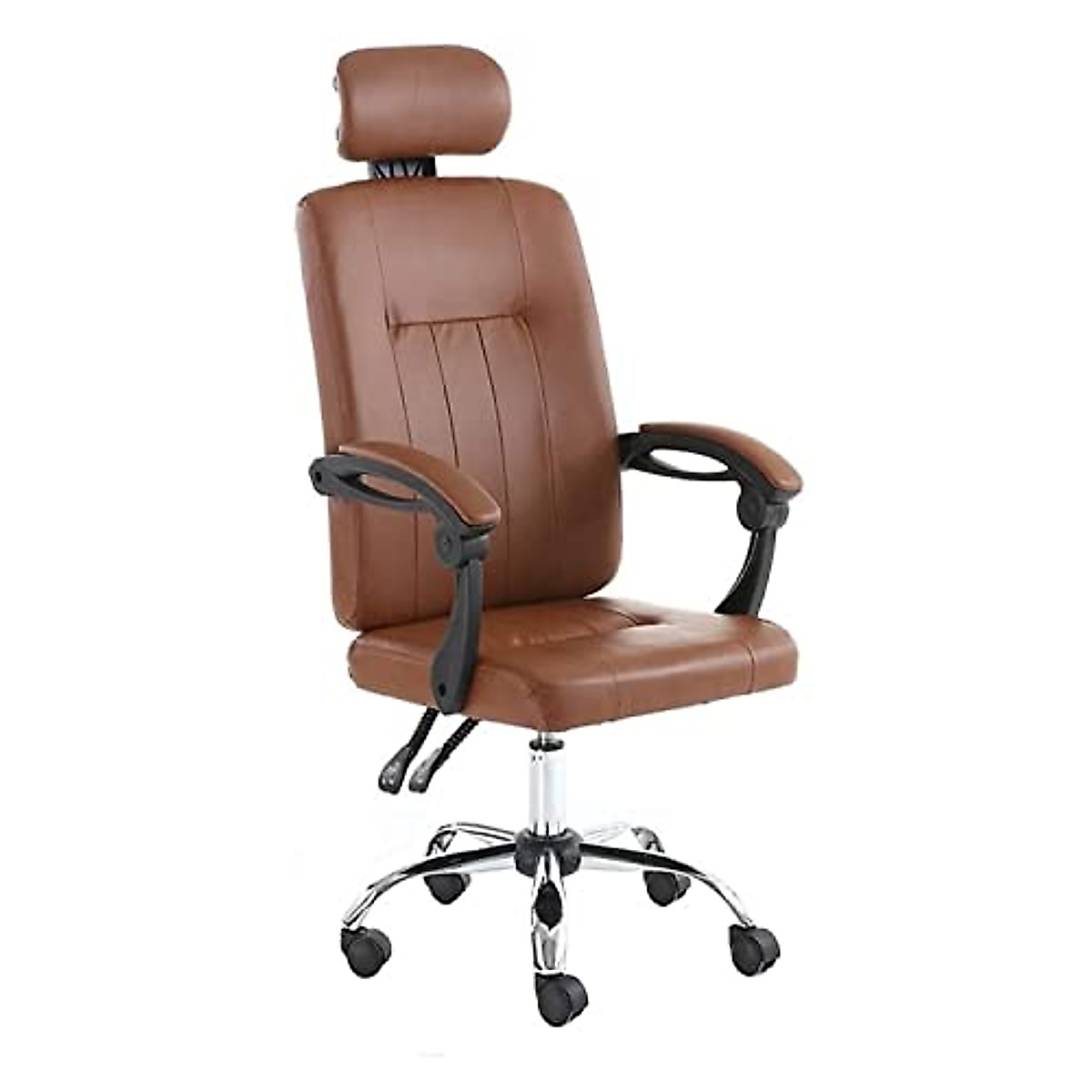 MayNuo Chair Ergonomic Chair Computer Swivel Chair Office Chair Pu Upholstered Seat Office Desk Chair Headrest Recliner Game Chair/Brown