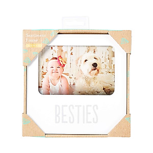 Kate & Milo Besties Keepsake Photo Frame, Best Friends Keepsake Baby and Pet Frame, Gender-Neutral Nursery Décor, Baby Accessory for New and Expecting Parents, White