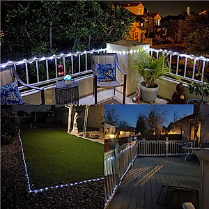 RUICHEN Solar Rope Lights Outdoor String Lights, 16.5 Ft 50 LED Tube Light Waterproof Copper Wire Fairy Lights for Garden Fence Yard Christmas Wedding Party (Cool White)