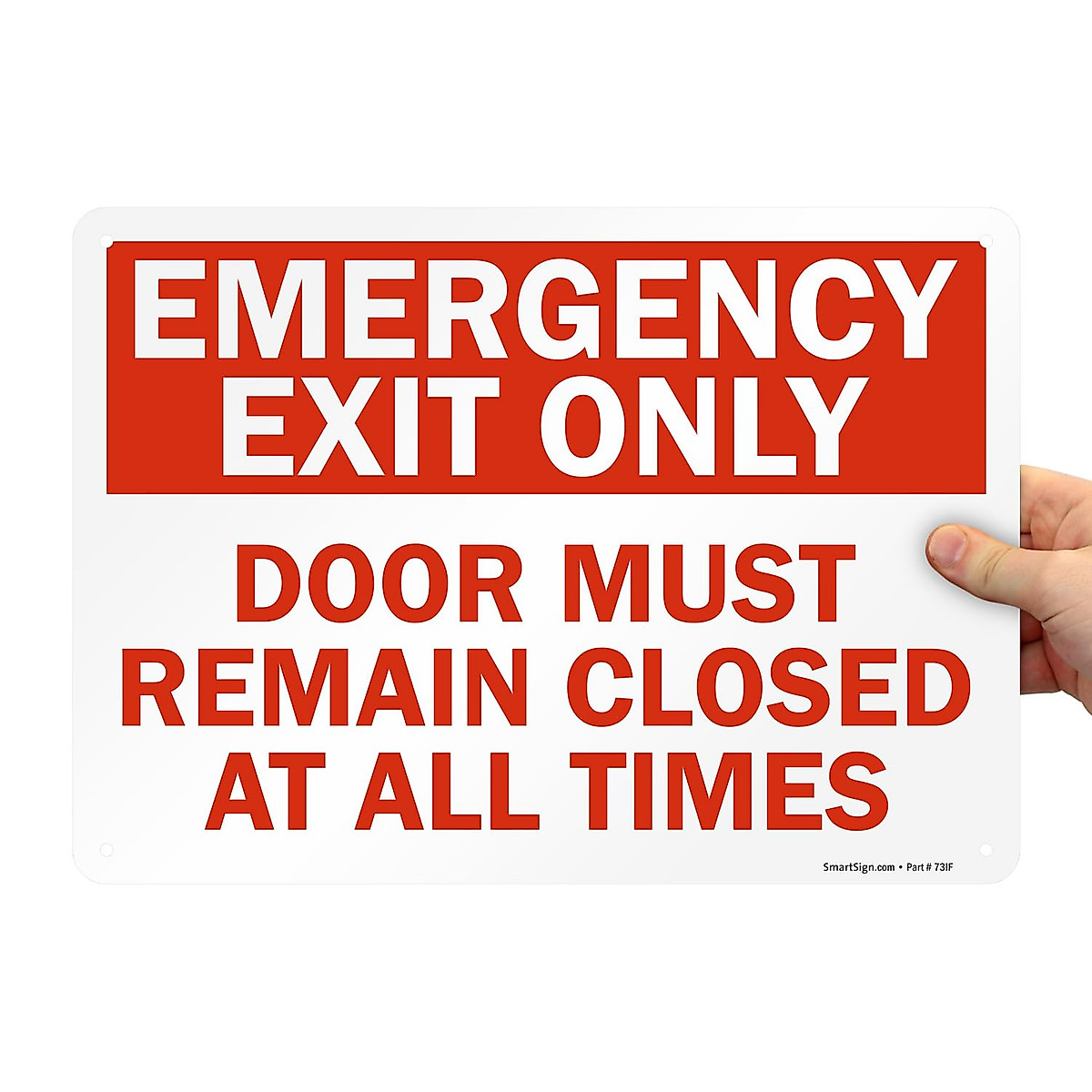SmartSign Emergency Exit Only Sign Door Must Remain Closed at All Times (10" x 14" Non-Reflective Aluminum), Made in USA