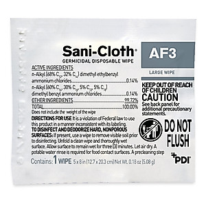 PDI H59200 Sani-Cloth AF3 Wipes, Large Individual Packets, 5" x 8", Fragnance free, White