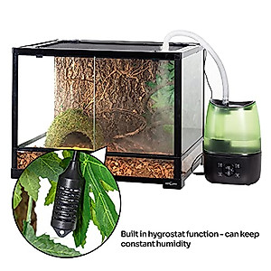 REPTI ZOO Reptile Automatic Fogger 2 in 1 Digital Timing & Hygrostat Humidifier Remote Control 4L Large Tank Reptile Terrarium Fogger with Extended Hose for Bearded Dragon/Lizard/Gecko/Snake/Tortoise