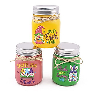 Easter Mini Mason Jar Spring Easter Tiered Tray Decor Easter Bunny Gnome Table Sign Farmhouse Tiered Tray Decor Easter Egg Hunt Rustic Table Decoration for Home Kitchen Tray Counter Gift Idea Set of 3